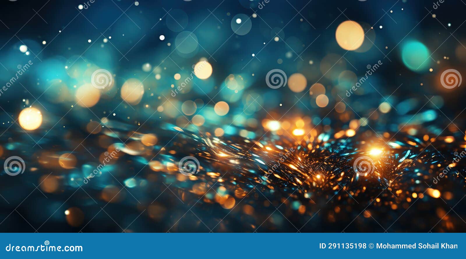 Cyan Color Particles Pattern Glitter Selective Focused Background Stock ...