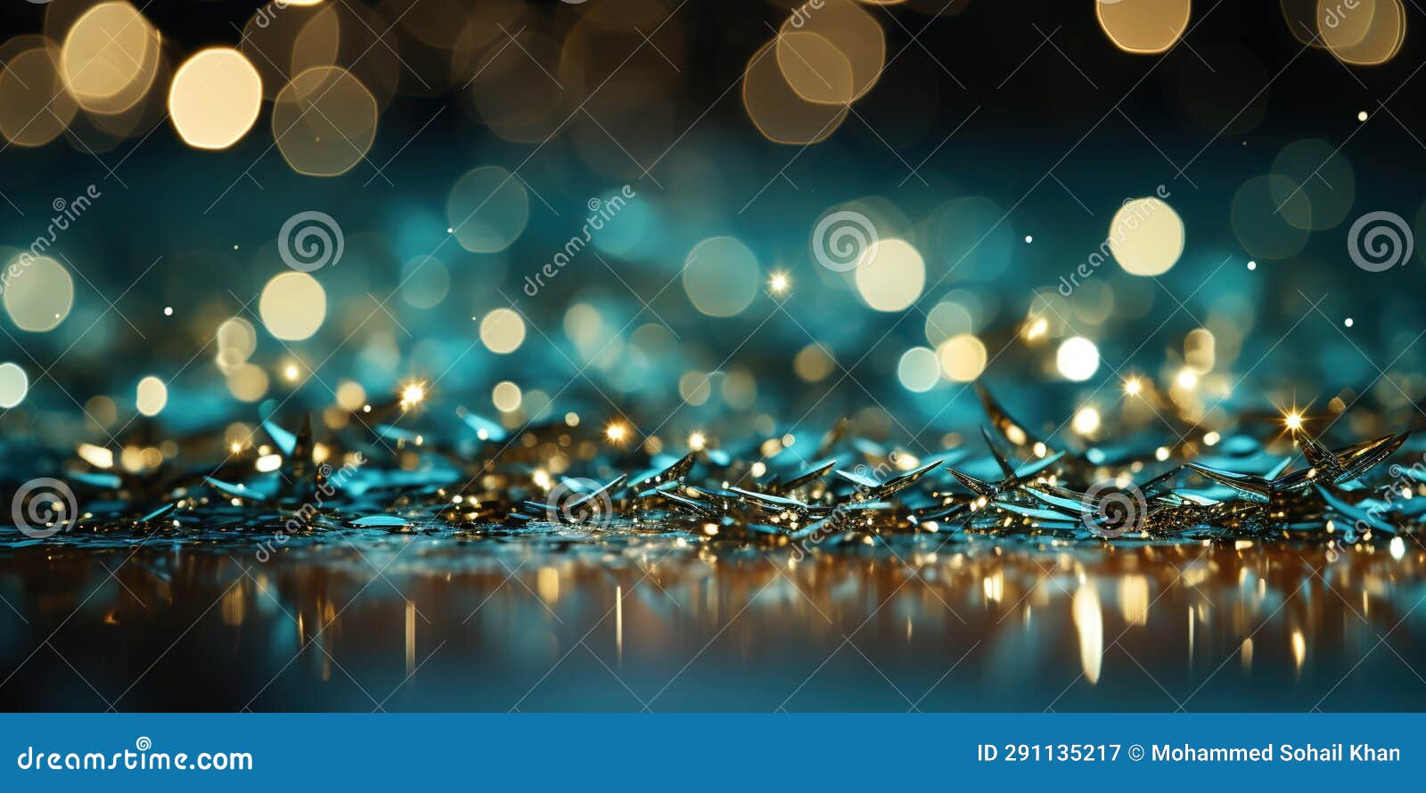 Cyan Color Particles Pattern Glitter Selective Focused Background Stock ...