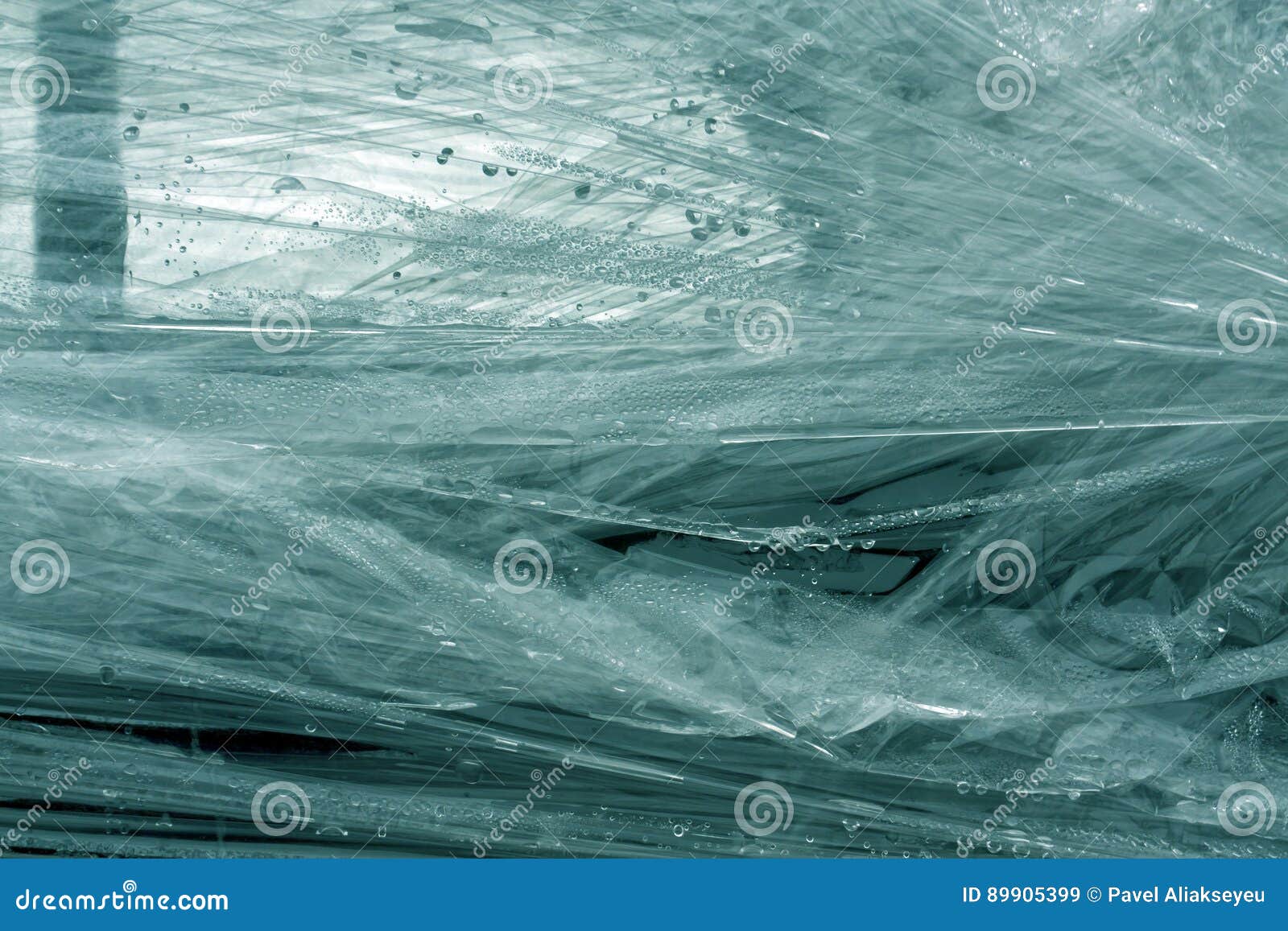 Cyan Color Plastic Wrap Surface. Stock Image - Image of cellophane ...