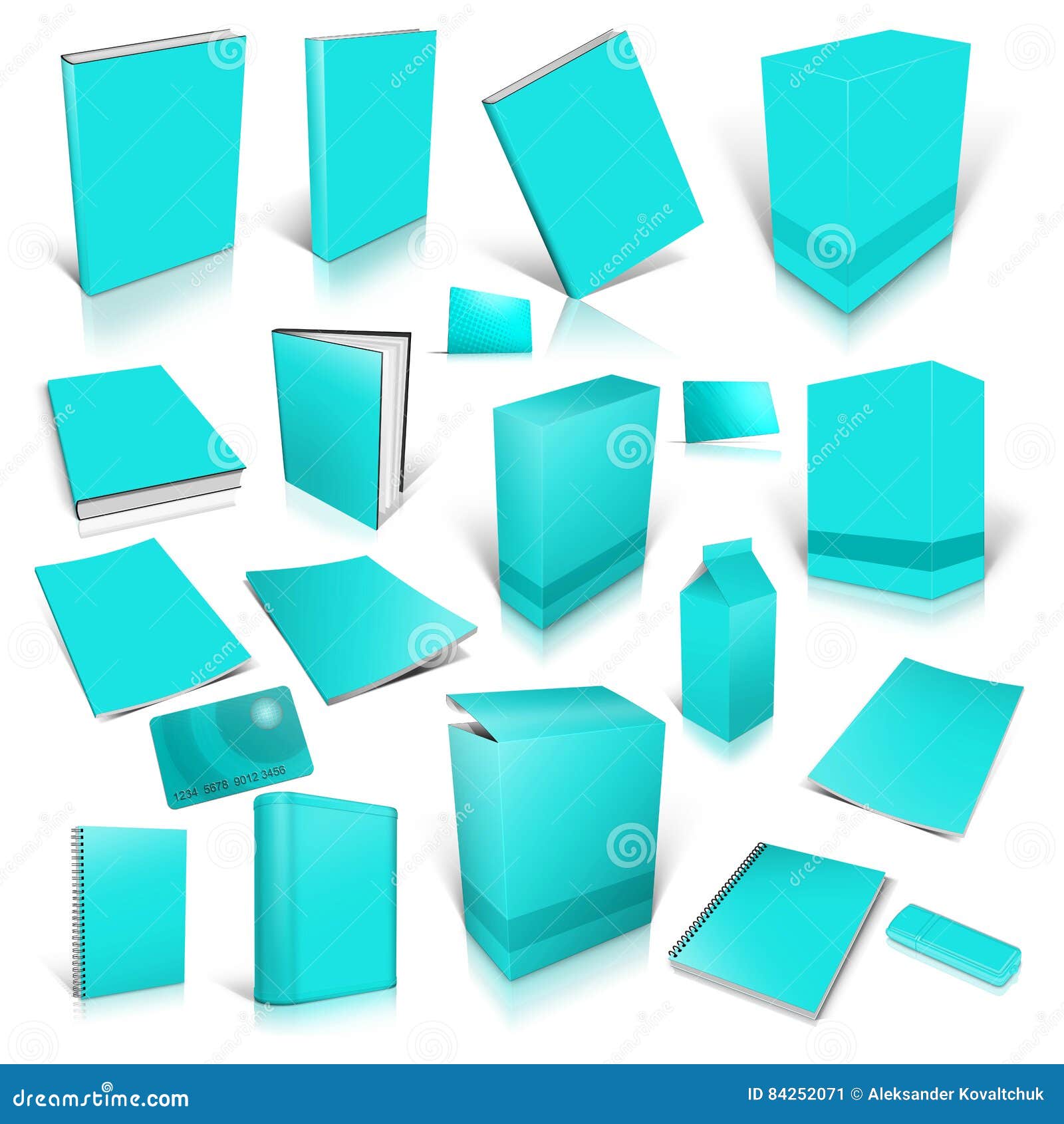 Cyan 3d Blank Cover Collection Stock Illustration - Illustration of ...