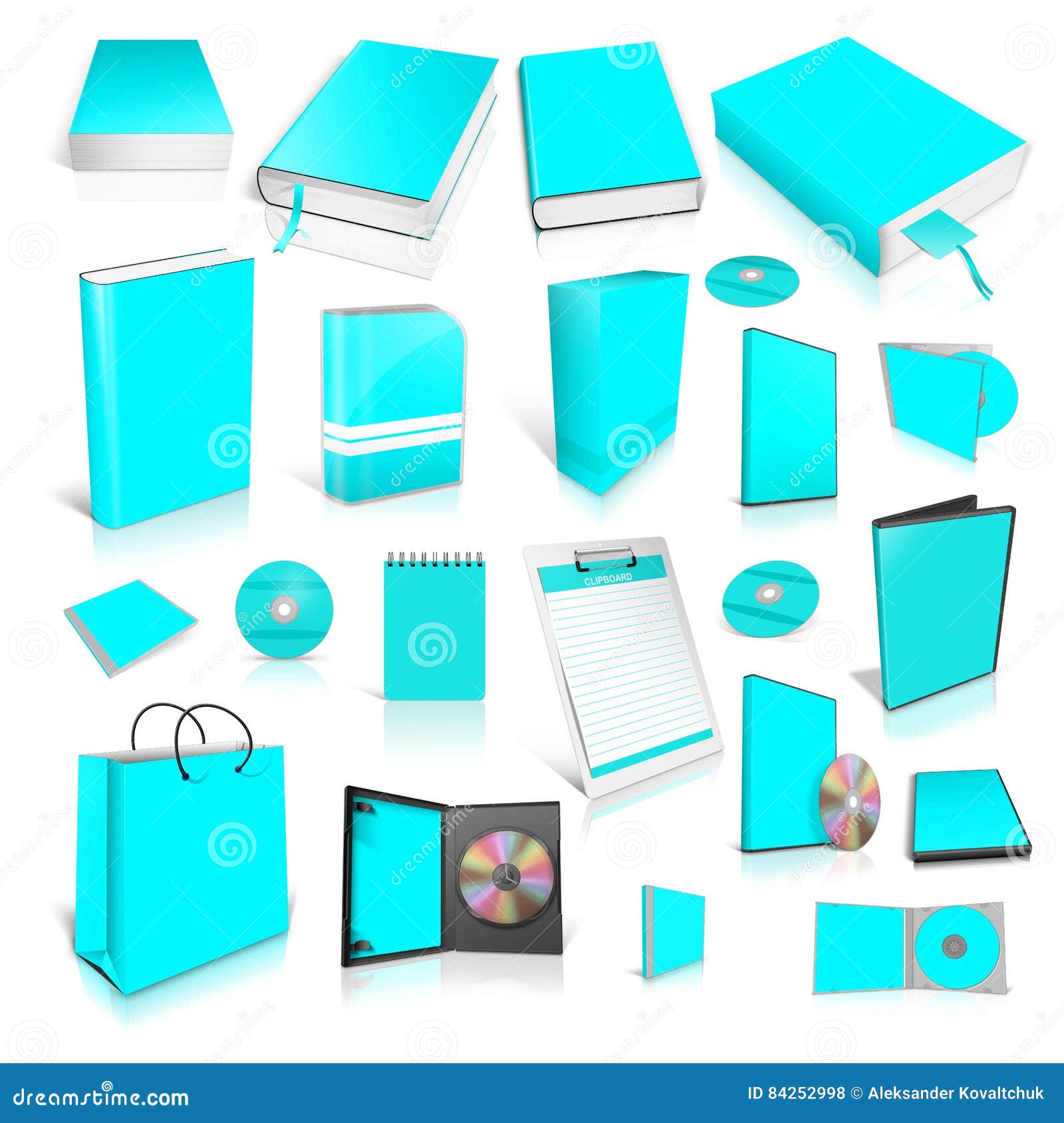Cyan 3d Blank Cover Collection Stock Illustration - Illustration of ...