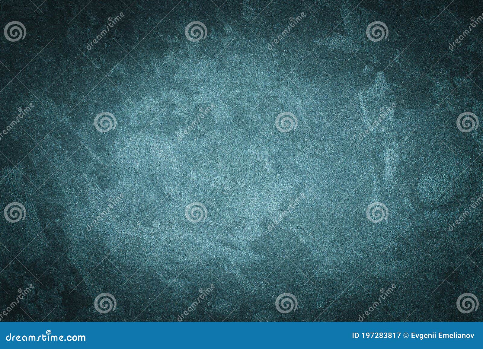 Cyan Decorative Plaster Texture with Vignette. Abstract Grunge ...