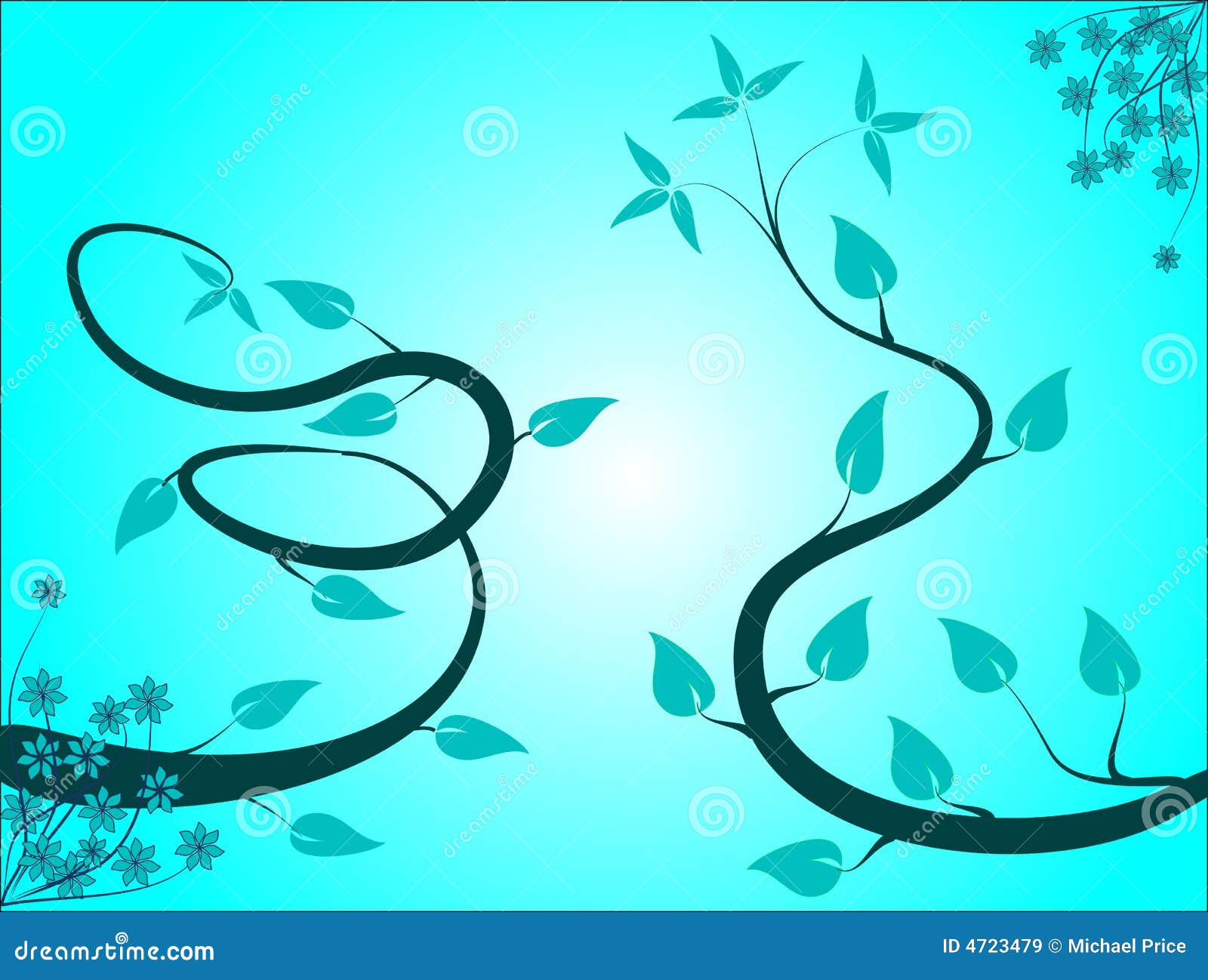 Cyan Floral Background stock vector. Illustration of leaves - 4723479