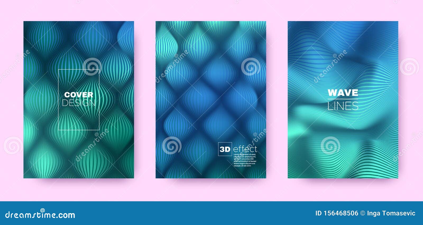 Cyan Flow Banner. Vector Covers Set Stock Illustration - Illustration ...