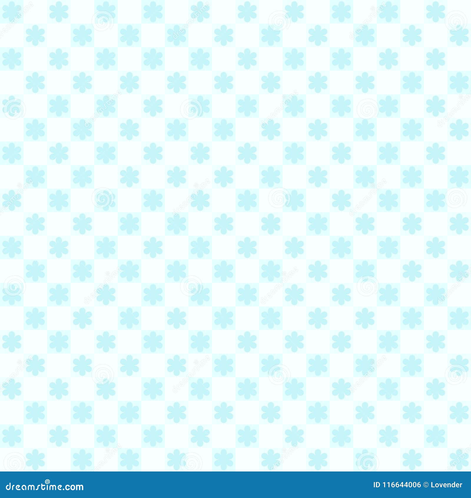 Cyan Flower Pattern. Seamless Vector Stock Vector - Illustration of ...