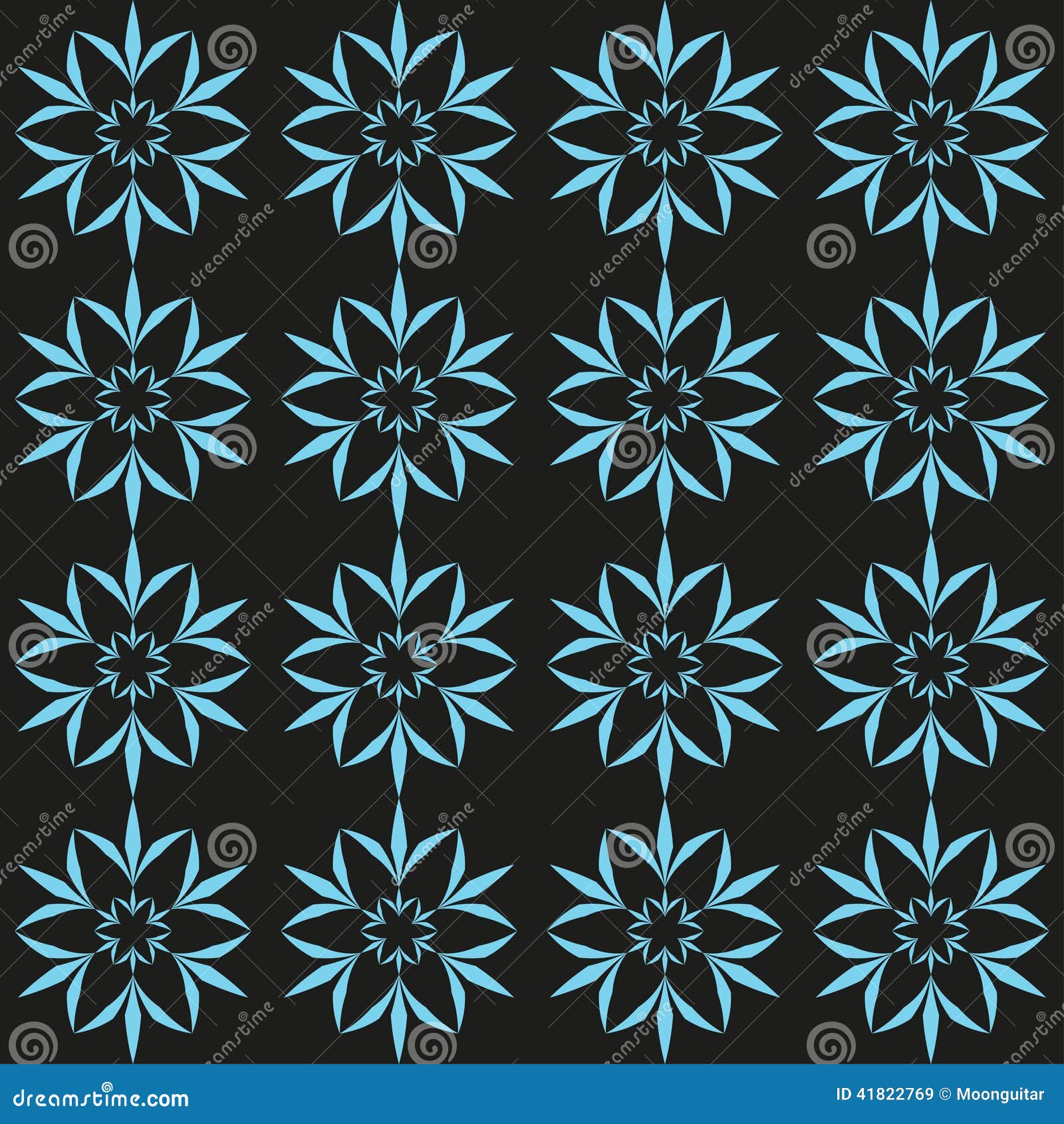 Cyan Flower Seamless Pattern Stock Vector - Illustration of leaf ...