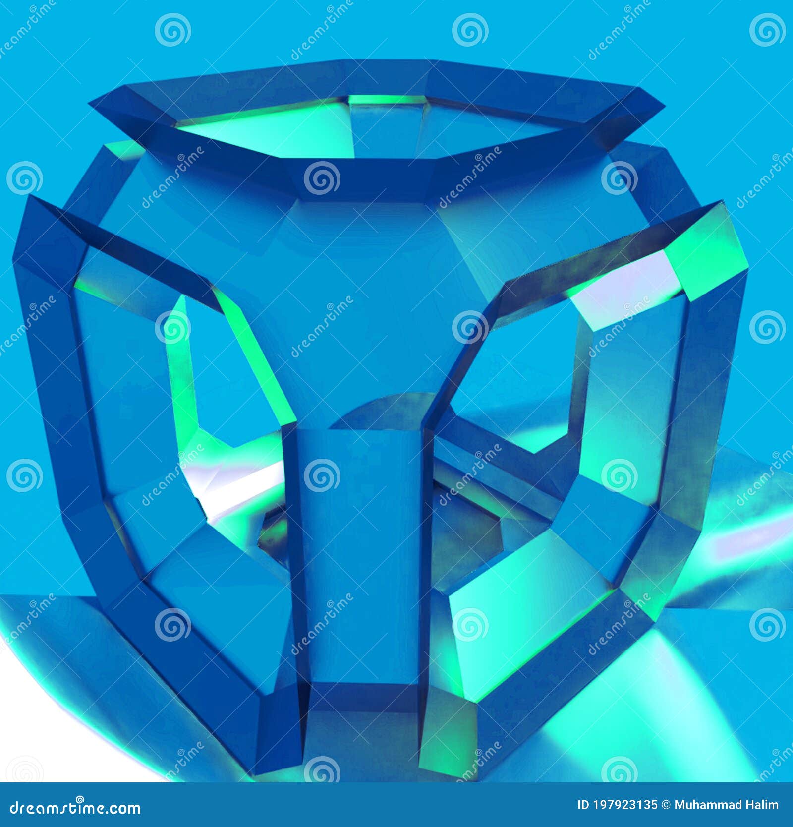 Cyan Glass Architecture Cube Shade Stock Image - Image of perspective ...