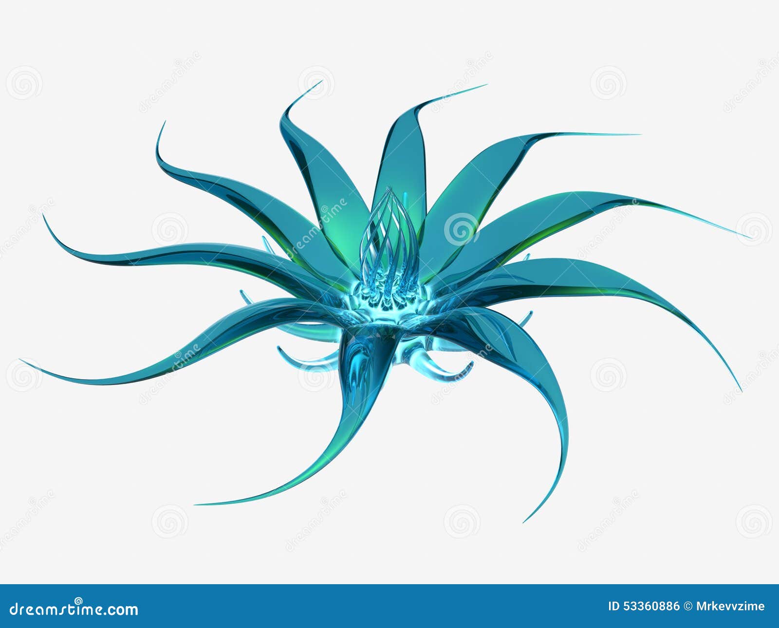 Cyan Glass Flower on White Background Stock Illustration - Illustration ...