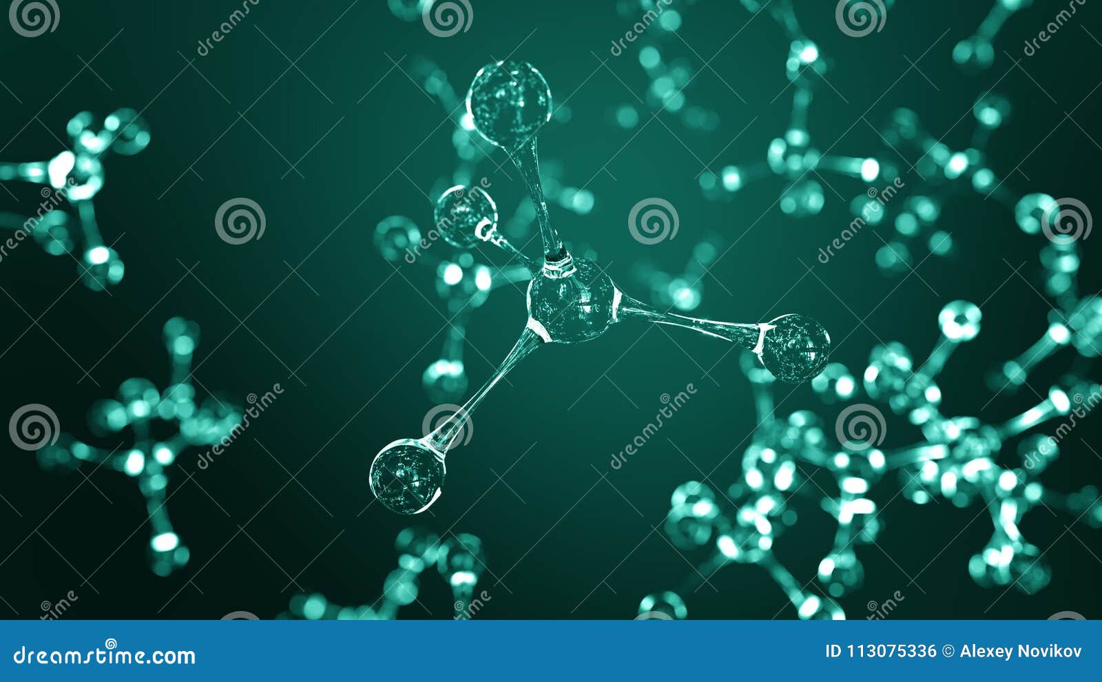 Cyan Glass Molecule Models. 3D Rendering Stock Illustration ...
