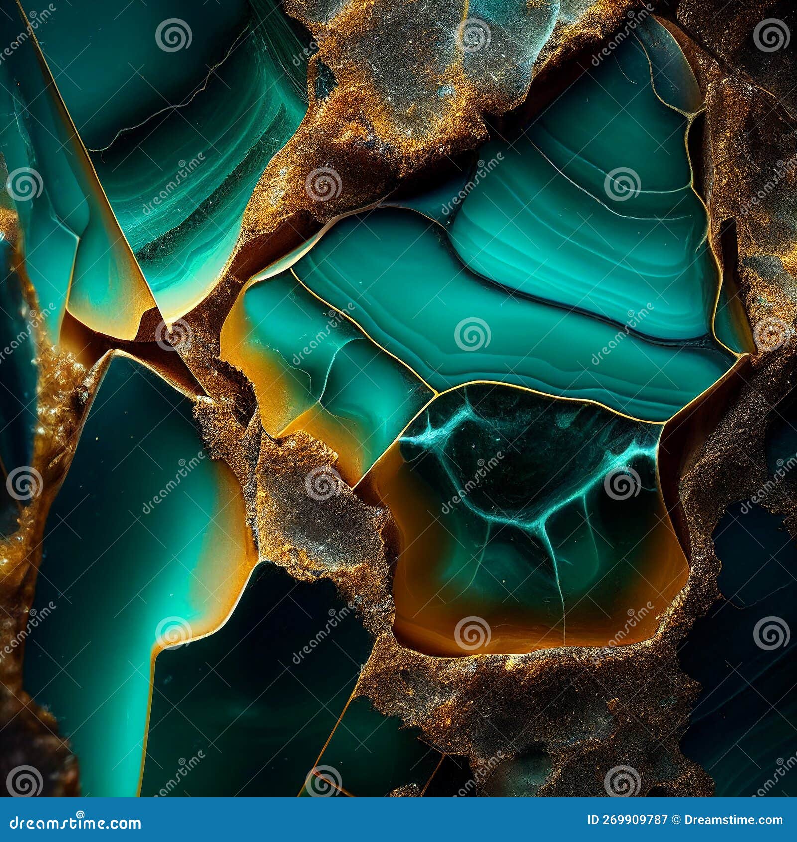Cyan and Gold Marble Texture. Generative AI. Stock Illustration ...