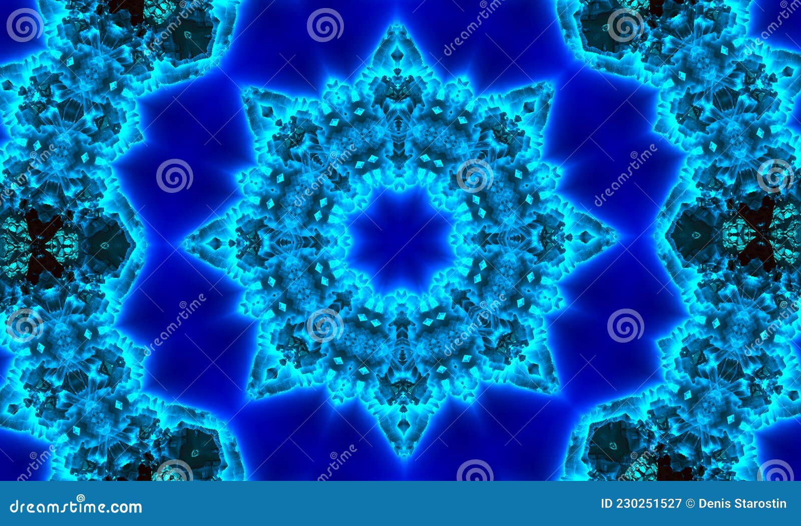 Cyan Indigo and Black Hypnotic Kaleidoscope Background Stock ...