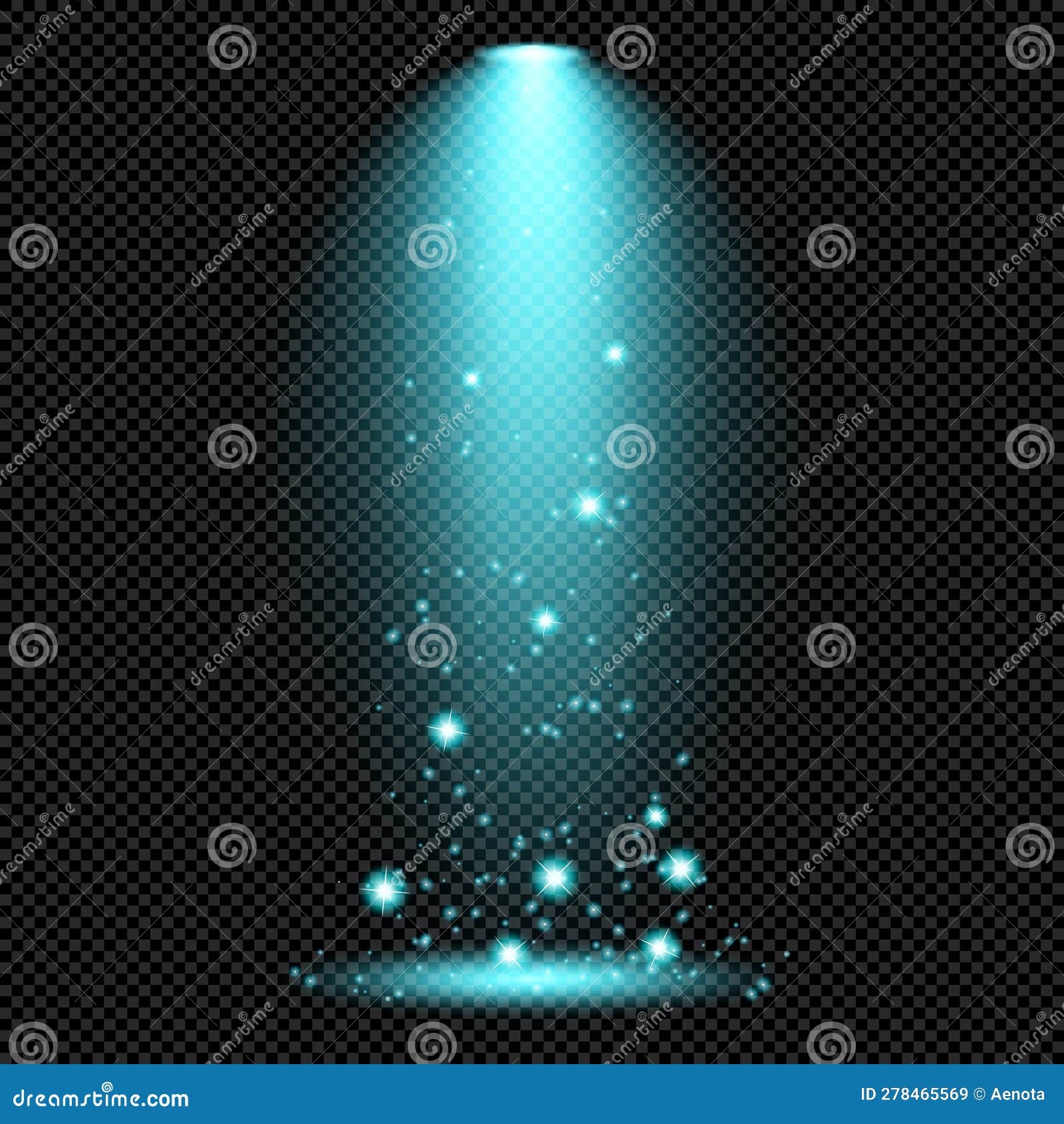 Cyan Lamp Shine Rays with Twinkles on Transparent Background Vector ...