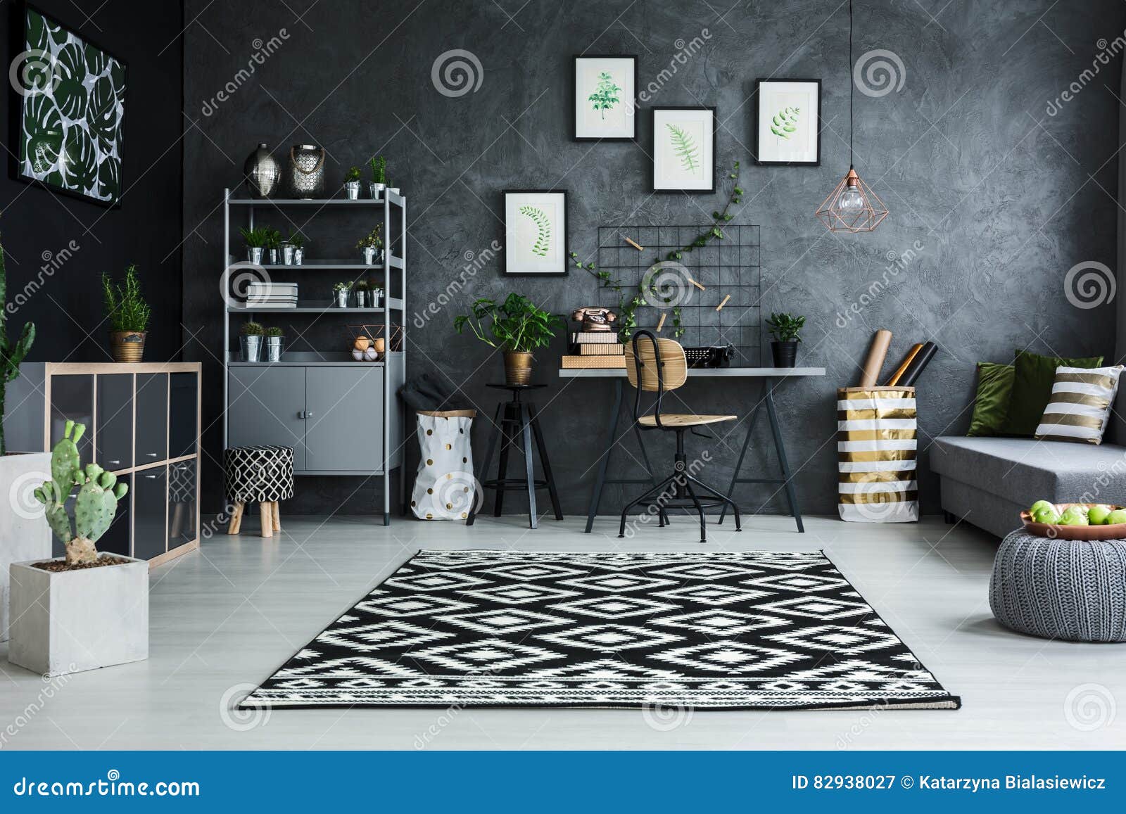 Cyan living room stock image. Image of carpet, nordic - 82938027