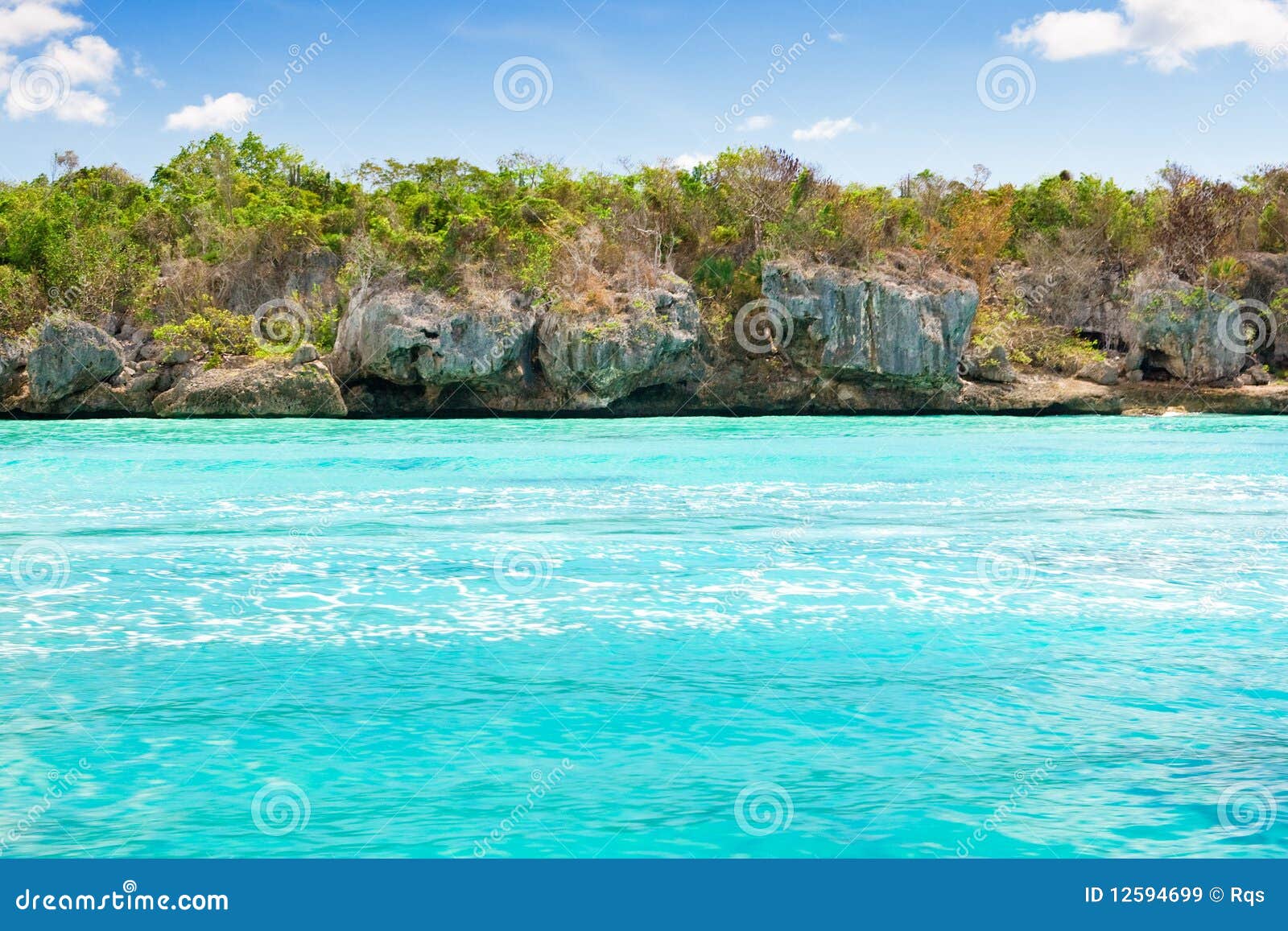 Cyan Ocean before Beach with Sand Stock Image - Image of white ...