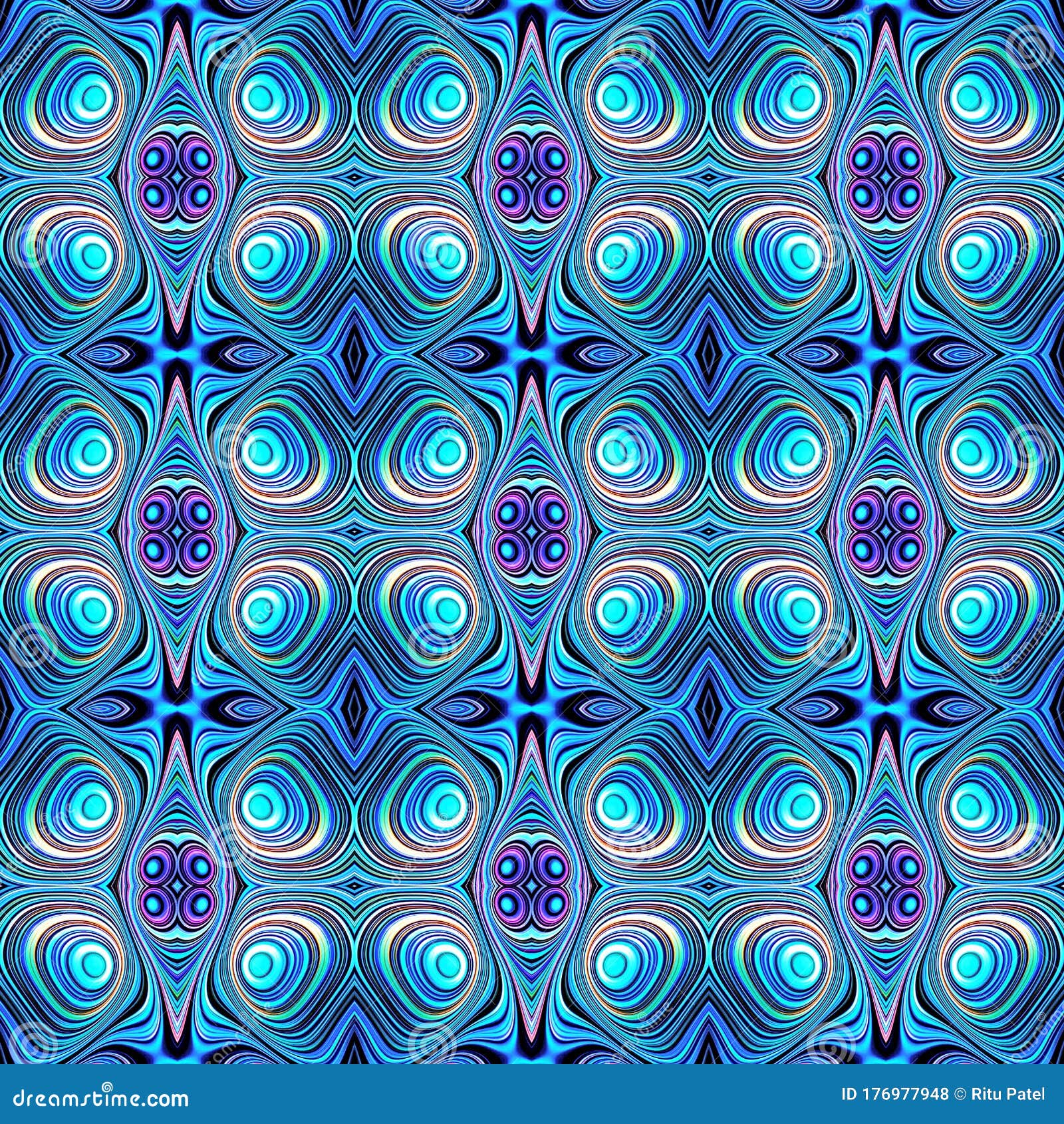 Cyan Ocean Isometric Mosaic Pattern Stock Illustration - Illustration ...