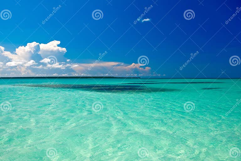 Cyan Ocean Under Blue Sky with Clouds Stock Image - Image of travel ...