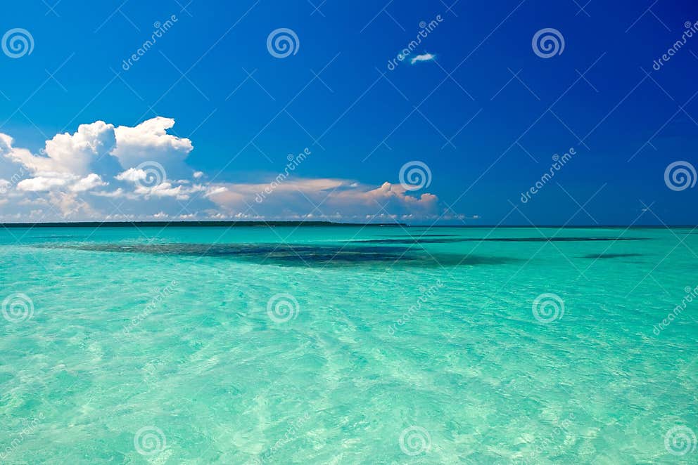 Cyan Ocean Under Blue Sky with Clouds Stock Image - Image of travel ...
