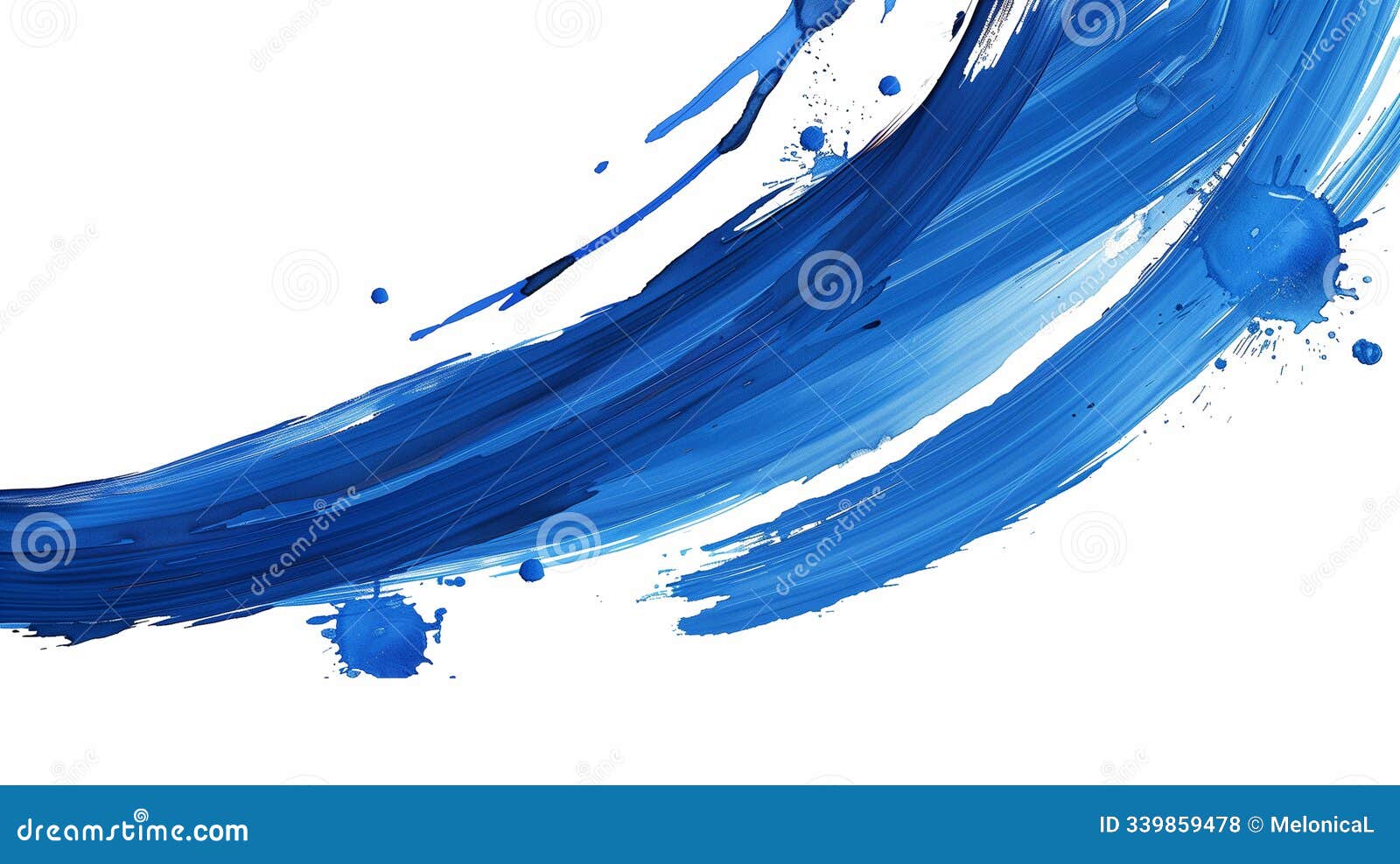 Cyan Paint Stroke with Splatters of Paint on it, Isolated on White ...