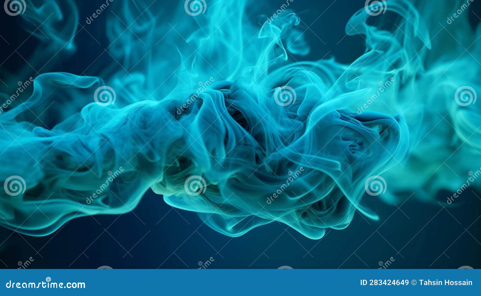 Cyan Smoke As it Weaves Its Way through the Frame, AI-Generated Stock ...