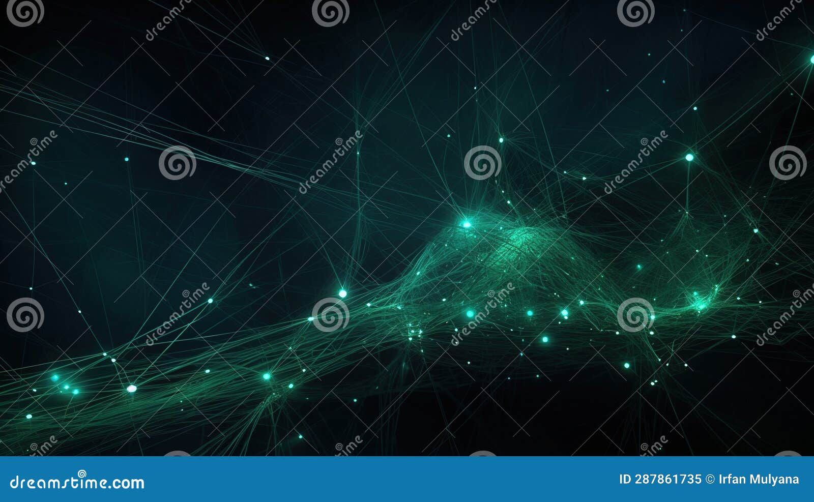 Cyan Technology Connected Dot Web on Dark Modern Background Stock ...