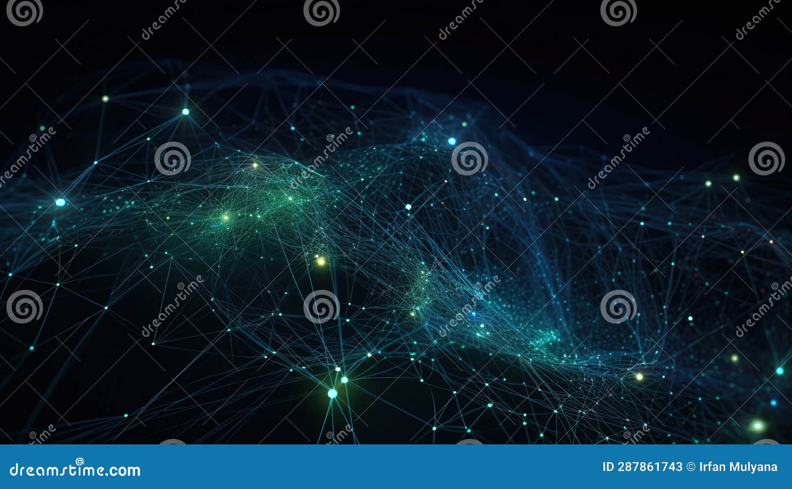 Cyan Technology Connected Dot Web on Dark Modern Background Stock ...