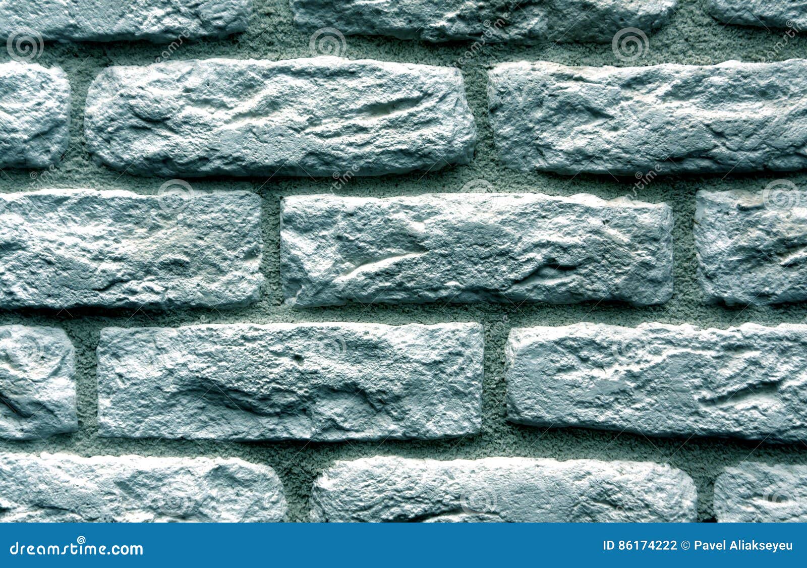 Cyan Toned Brick Wall Surface. Stock Photo - Image of material ...