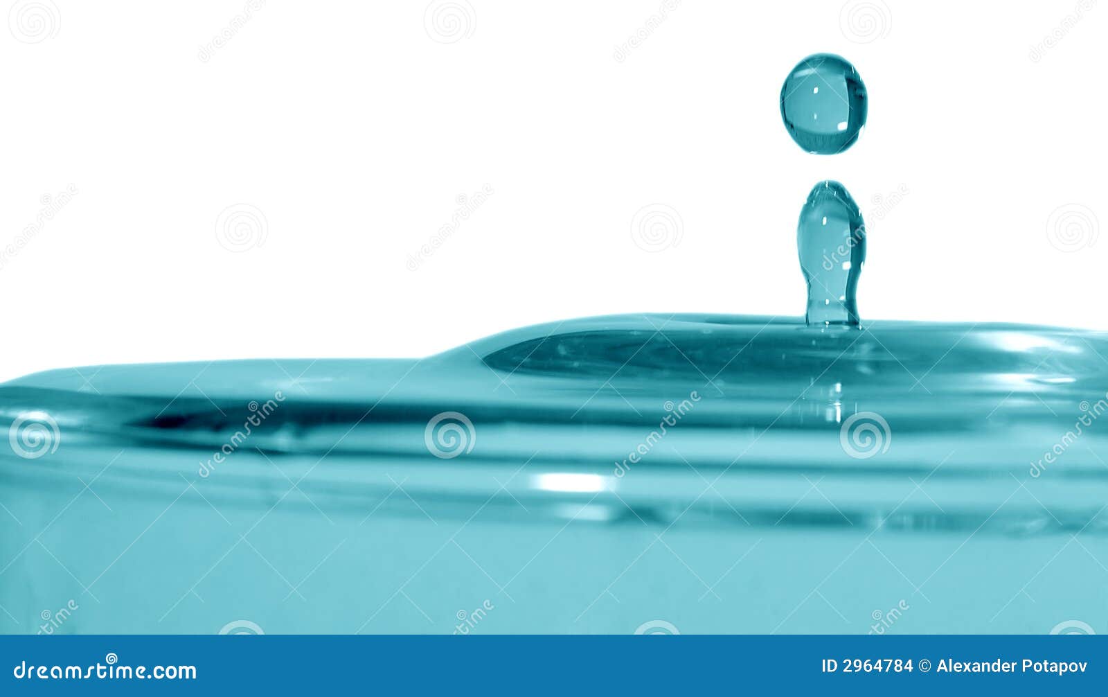 Cyan water drop falling stock photo. Image of concentric - 2964784