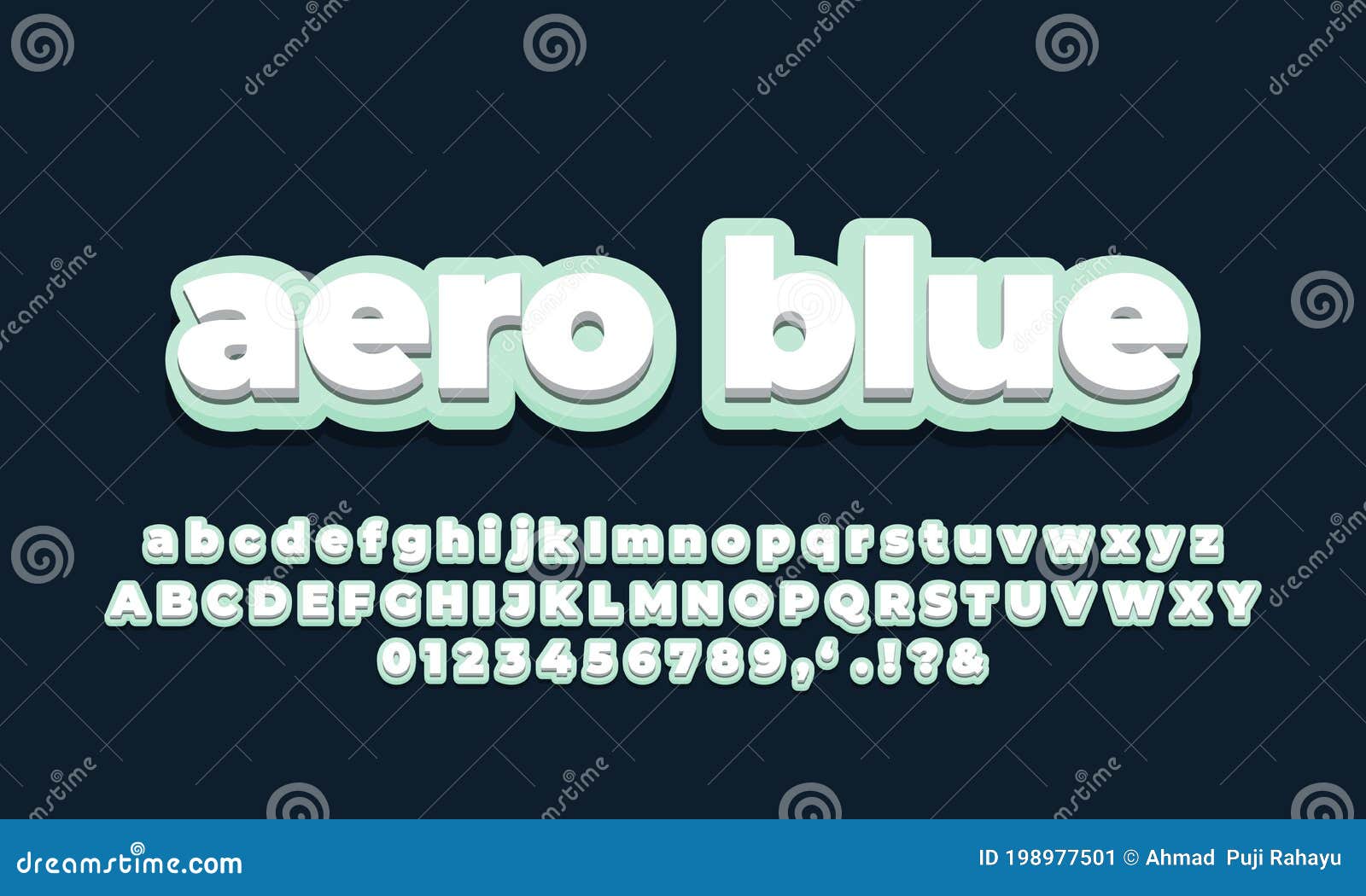 Cyan with White 3d Font Effect or Text Styles Design Stock Vector ...