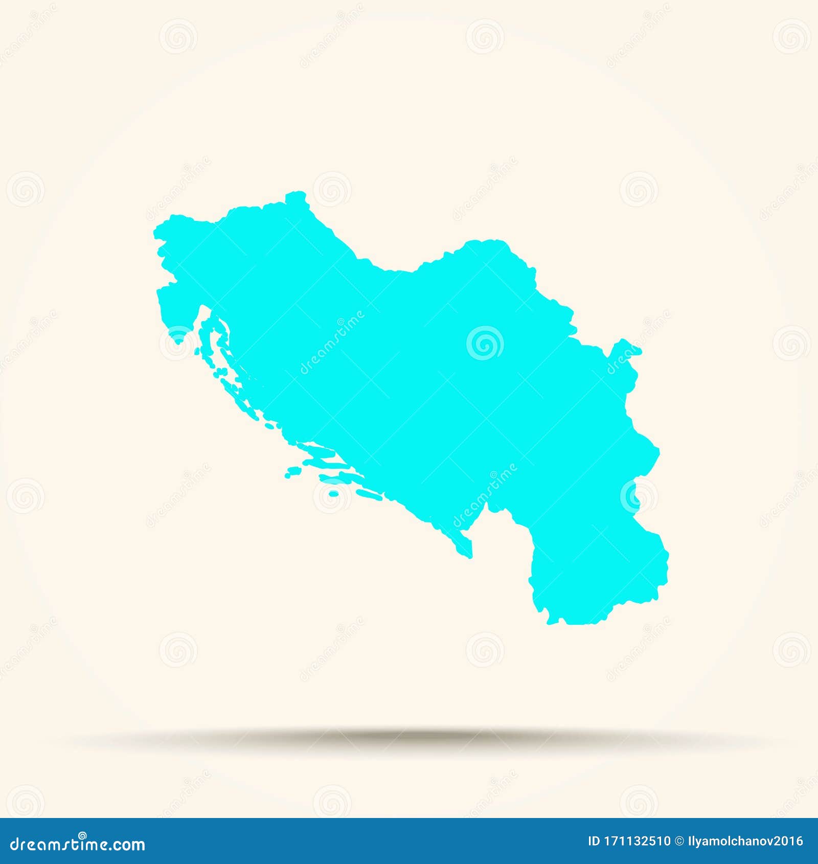 Cyan Yugoslavia Map Illustration . Stock Vector - Illustration of ...