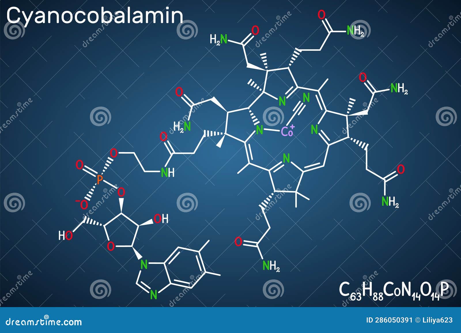 Cyanocobalamin, Cobalamin Molecule. it is a Form of Vitamin B12 ...