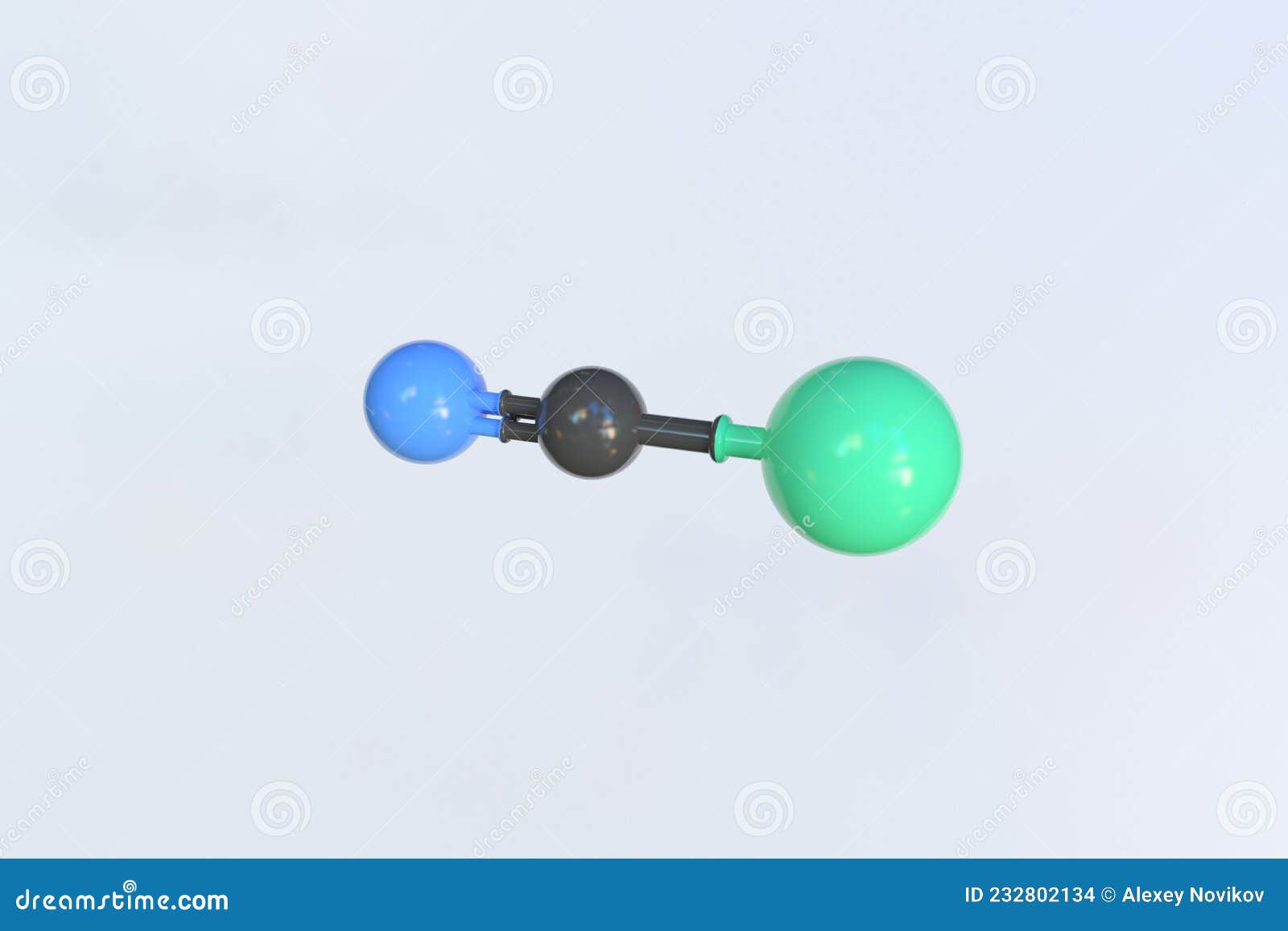 Cyanogen Chloride Molecule, Isolated Molecular Model. 3D Rendering ...