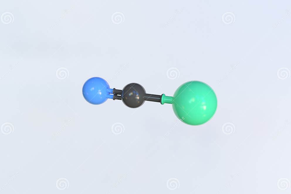 Cyanogen Chloride Molecule, Isolated Molecular Model. 3D Rendering ...