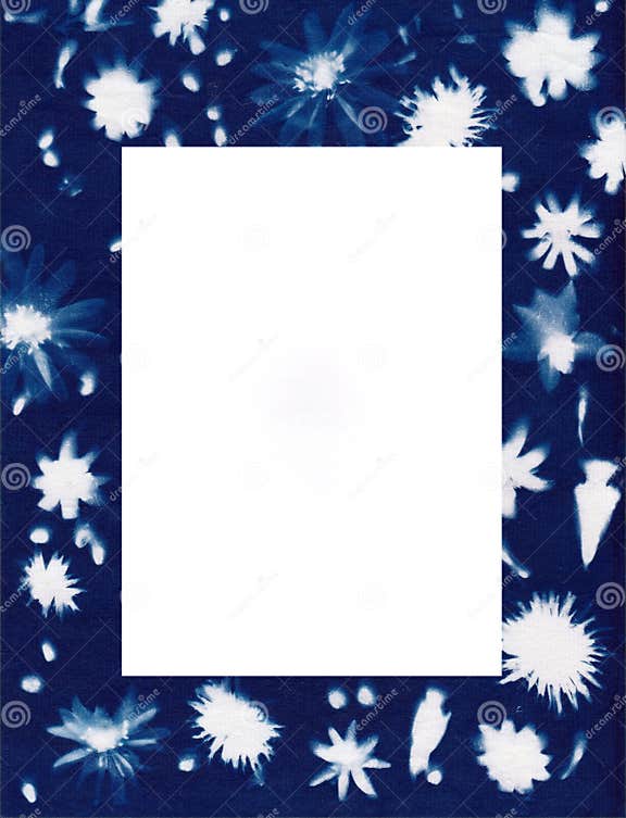 Cyanotype Frame with Flowers. Spring Frame. Stock Illustration ...