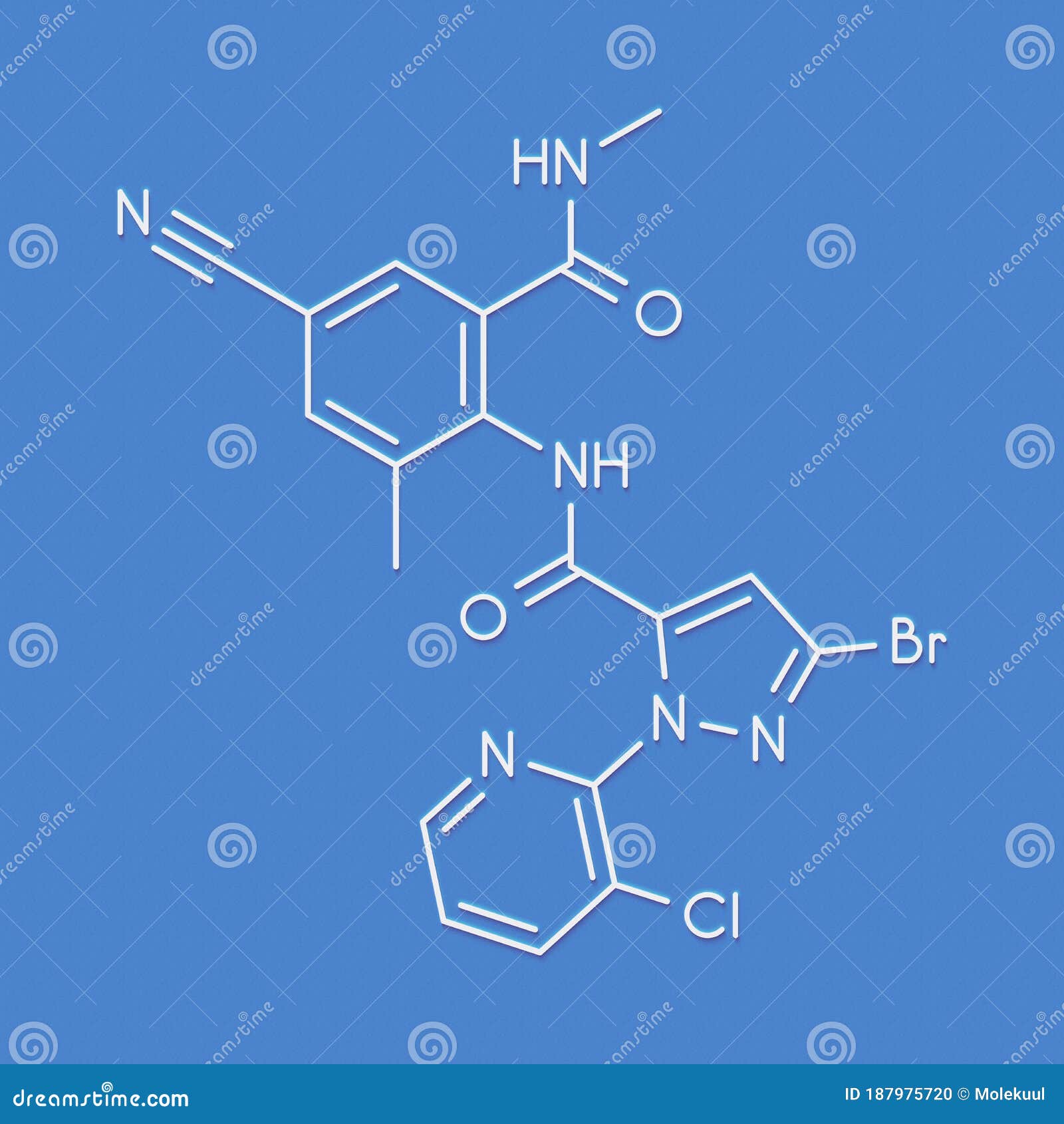 Cyantraniliprole Insecticide Molecule Ryanoid Class. Skeletal Formula ...