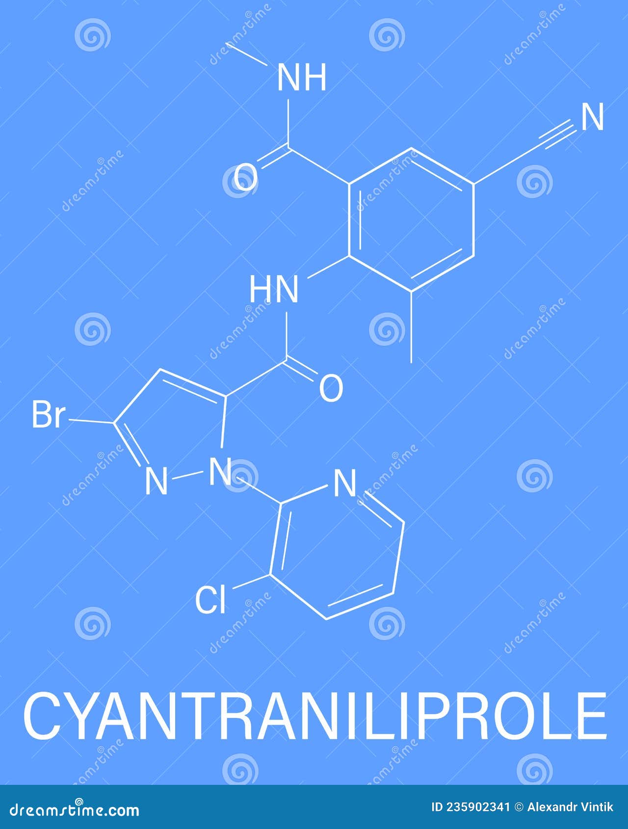 Cyantraniliprole Insecticide Molecule, Ryanoid Class. Skeletal Formula ...