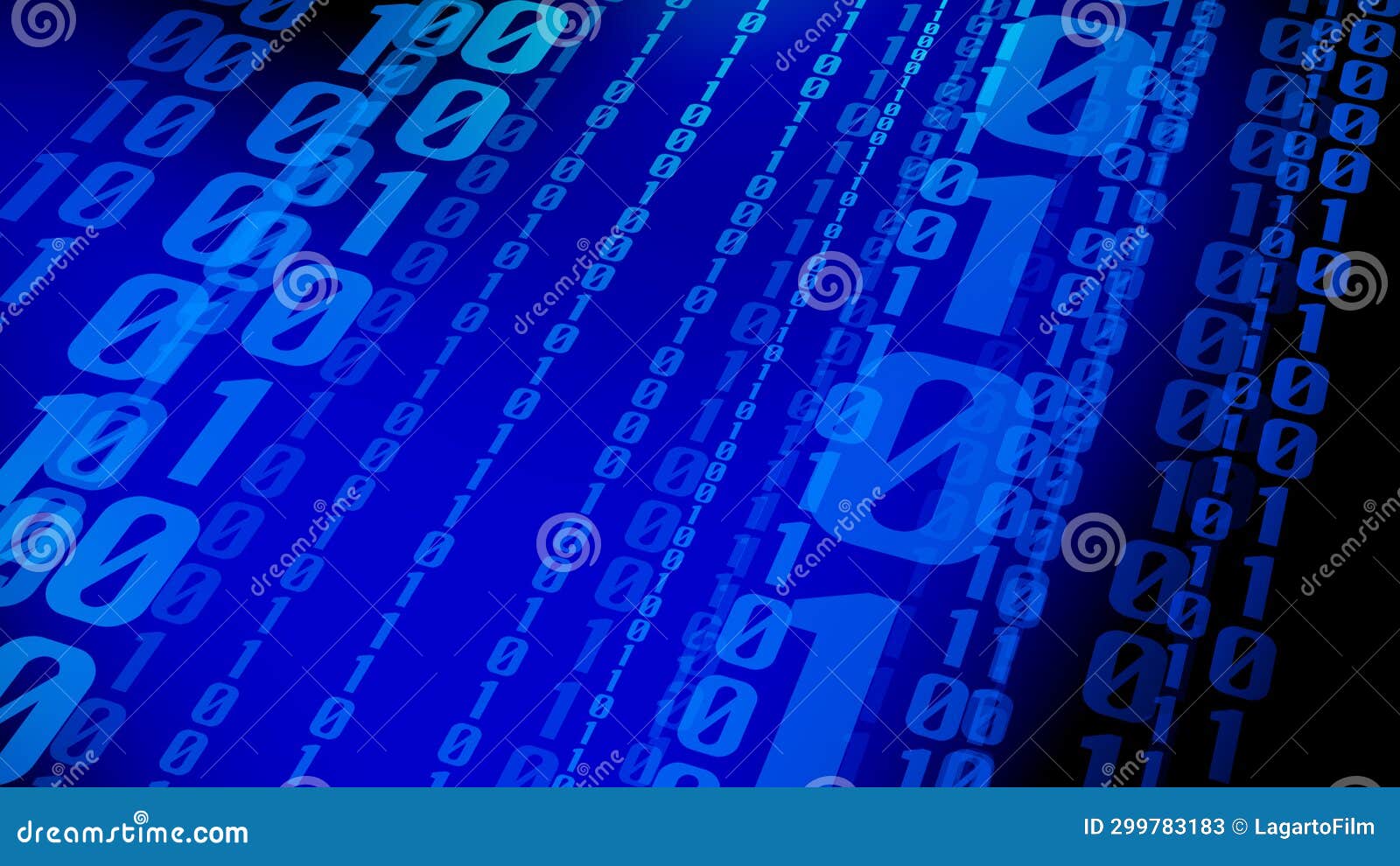 Abstract Binary Code Background with Blue Backdrop for Cyber Security and Technology Concept in ...