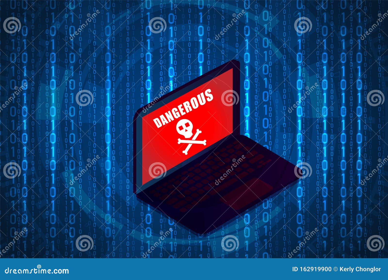 Cyber Attack by Computer. Caution Computer Dangerous Stock Illustration ...