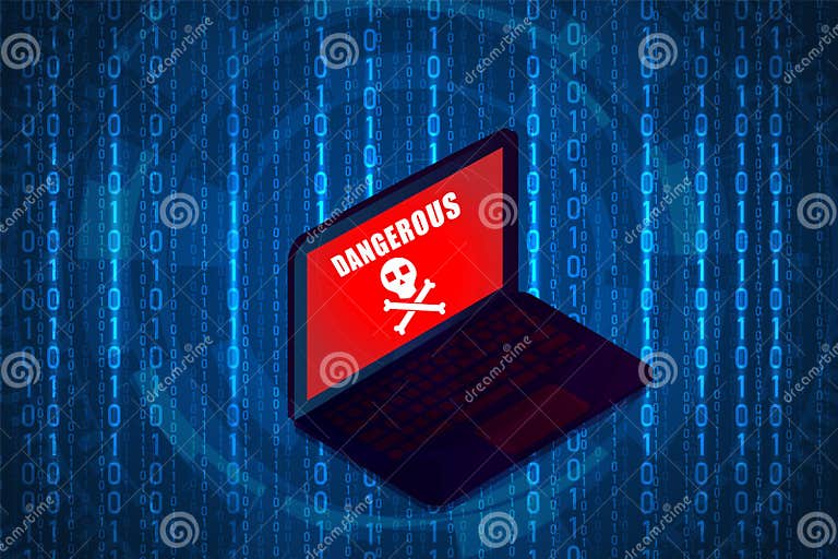 Cyber Attack by Computer. Caution Computer Dangerous Stock Illustration ...