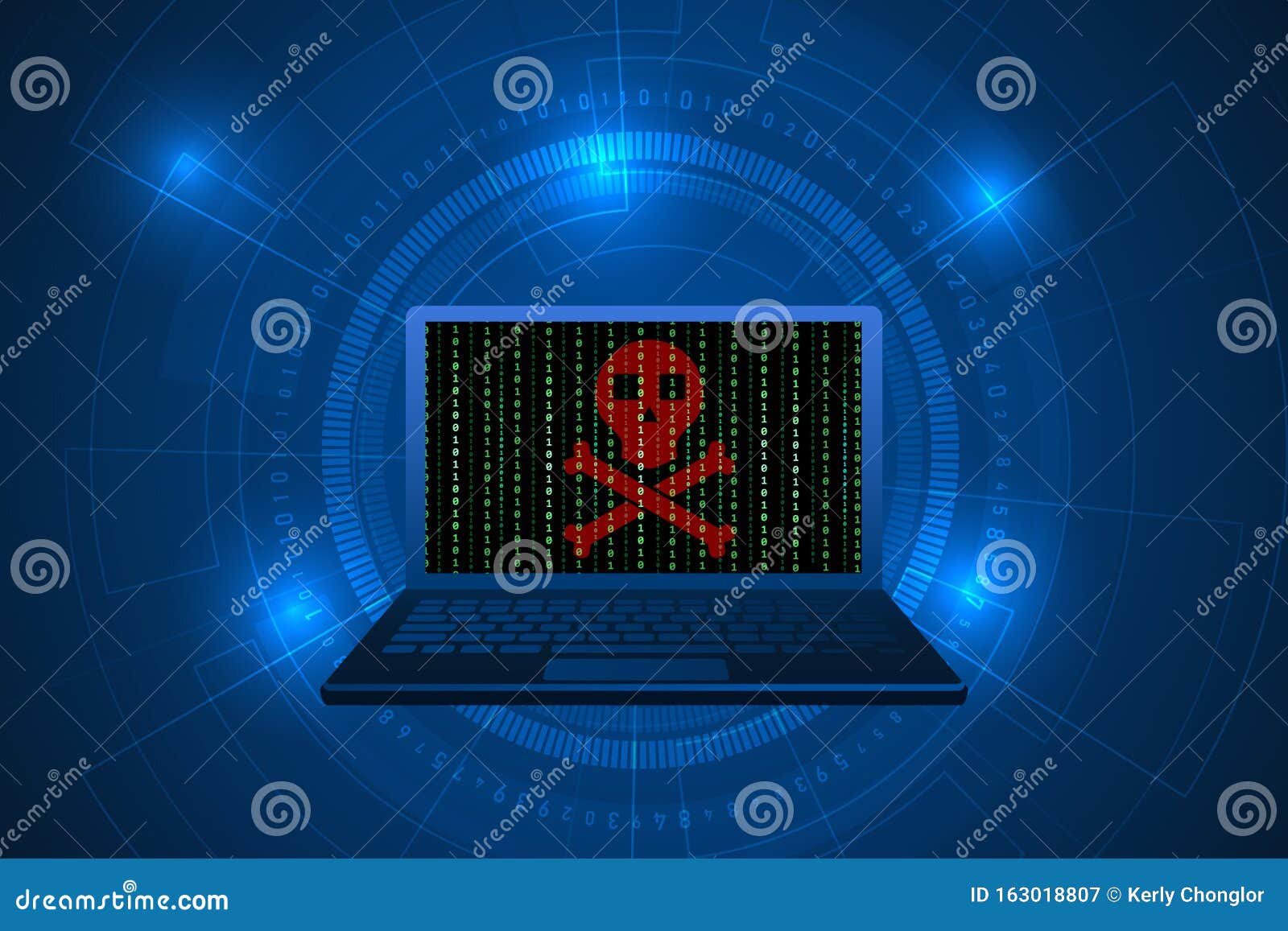 Cyber Attack by Computer. Caution Computer Dangerous Stock Illustration ...
