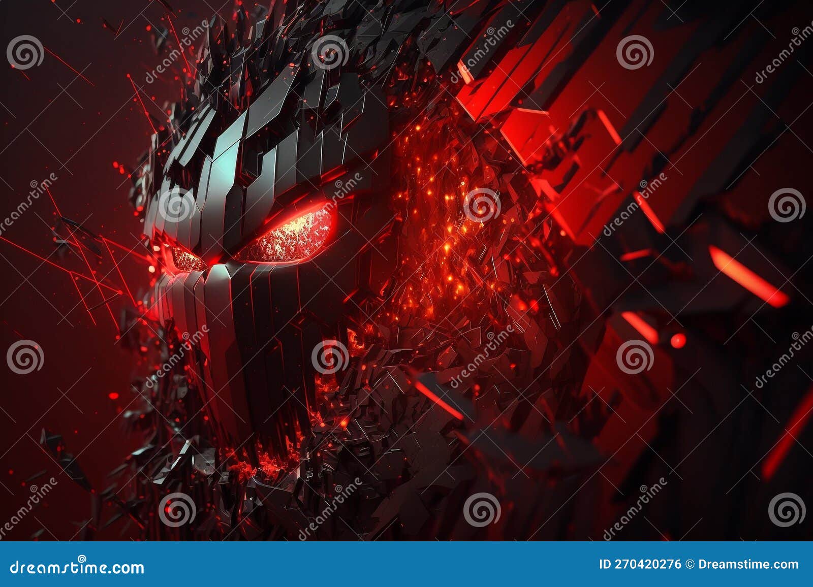 Cyber Attack Concept, Danger Red Face Mask Illustration Generative AI ...