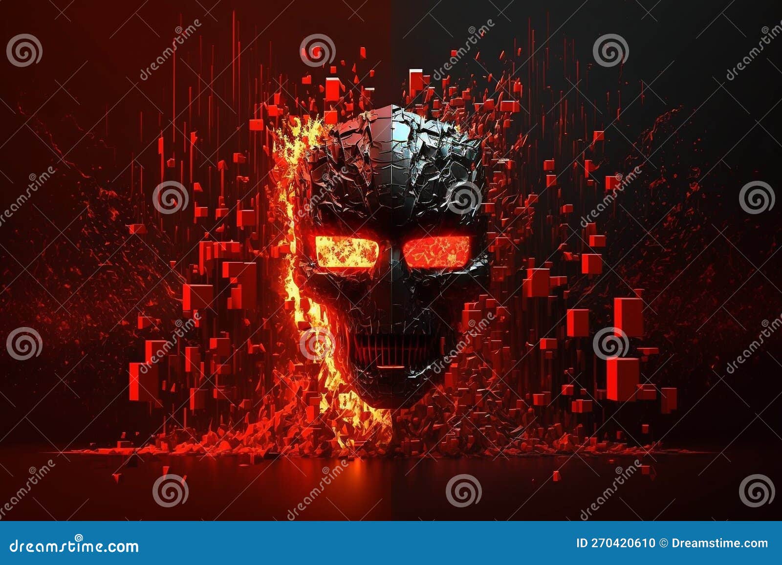 Cyber Attack Concept, Danger Red Face Mask Illustration Generative AI ...