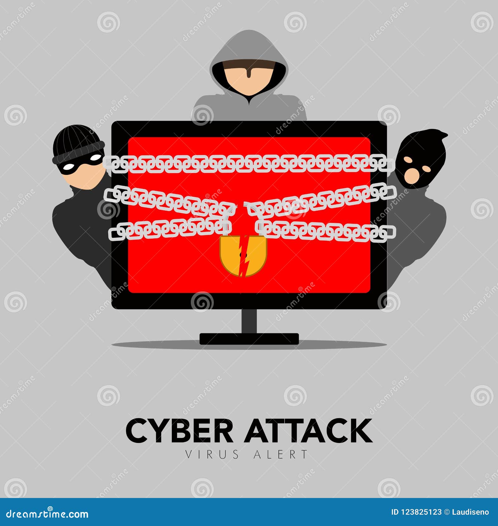 Cyber Attack Concept Graphic Design Stock Vector - Illustration of ...