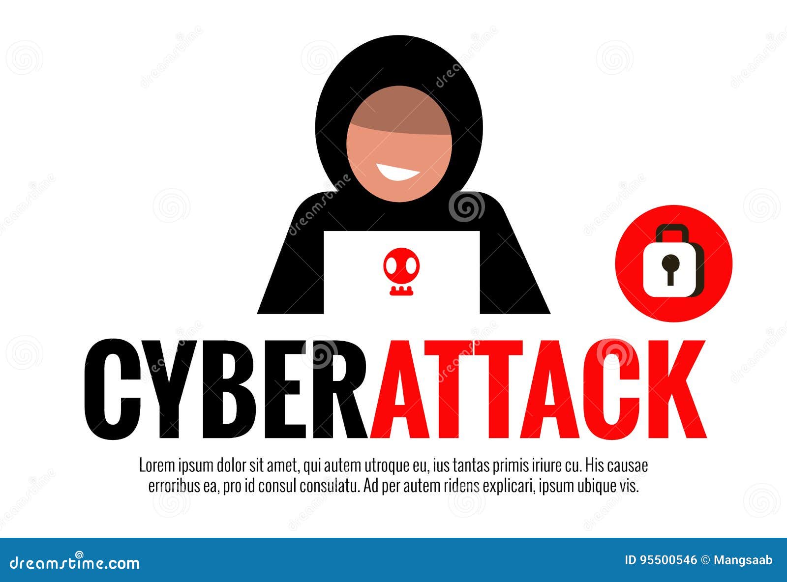 Cyber Attack concept. stock vector. Illustration of character - 95500546