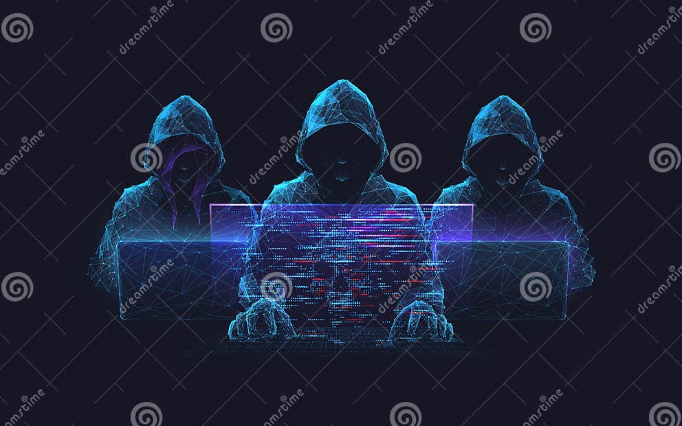 A Cyber Attack or Cybersecurity Concept. Abstract Digital Hacker Teams ...