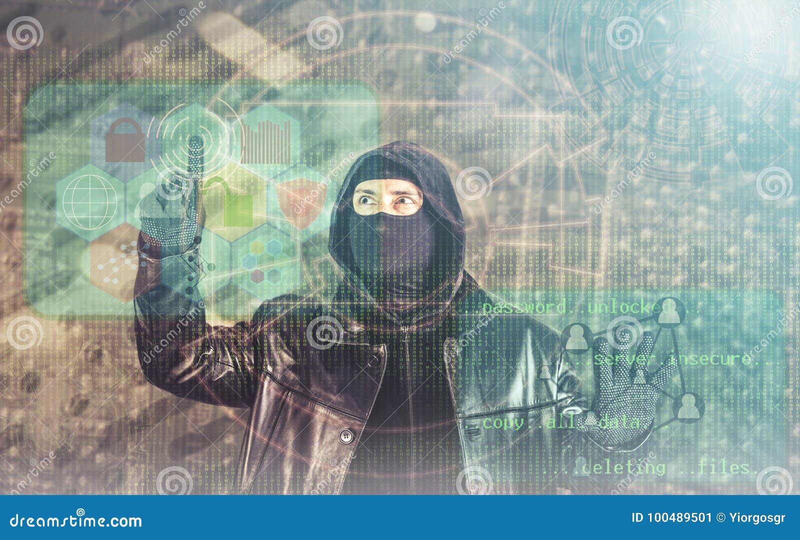 Hacker at work stock image. Image of danger, elements - 100489501