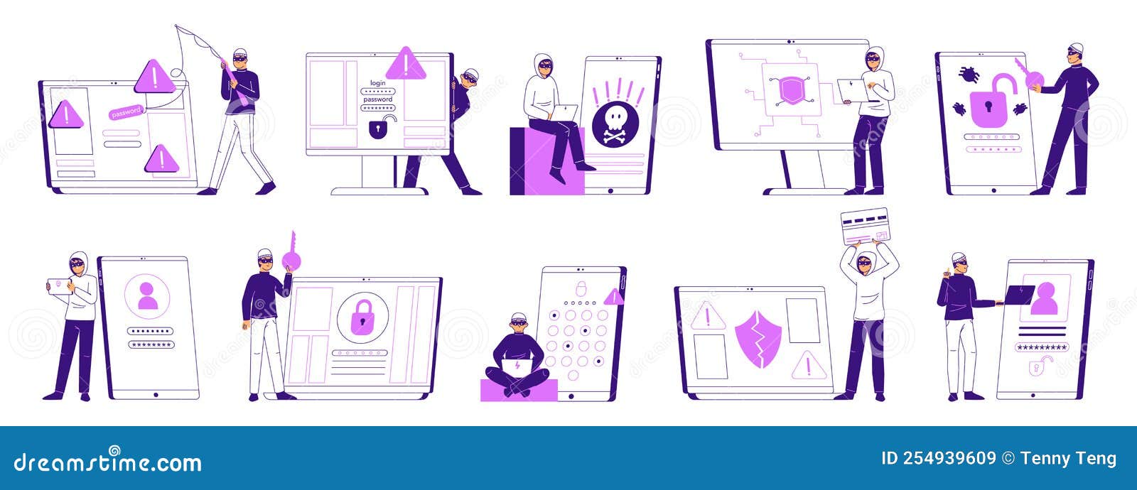 Cyber Attack, Database Hacking and Phishing, Internet Criminals. Online ...