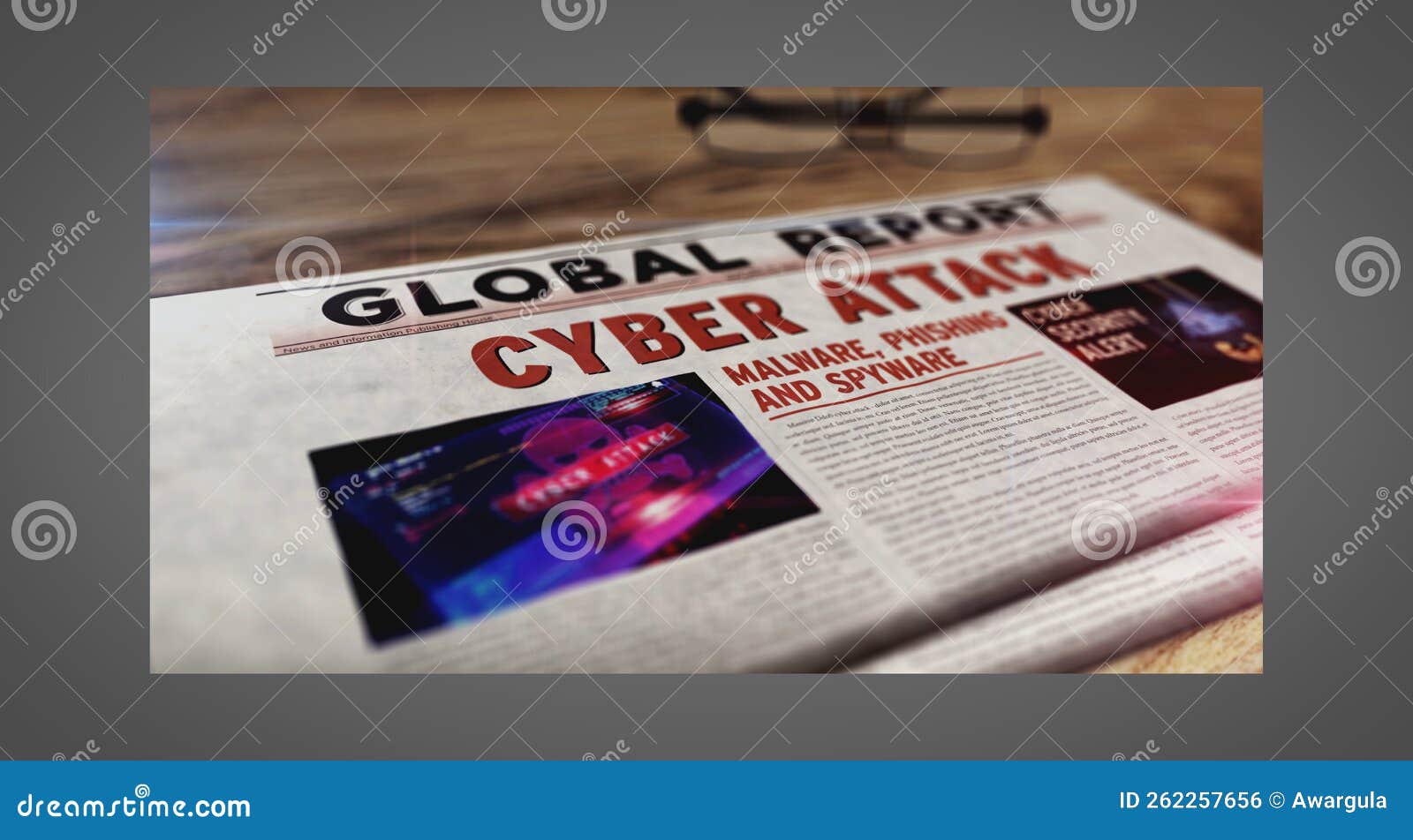 Cyber Attack and Digital Security Newspaper on Table Stock Illustration ...