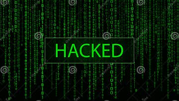 Cyber Attack. Hacked. Digital Background Green Matrix. Binary Computer ...