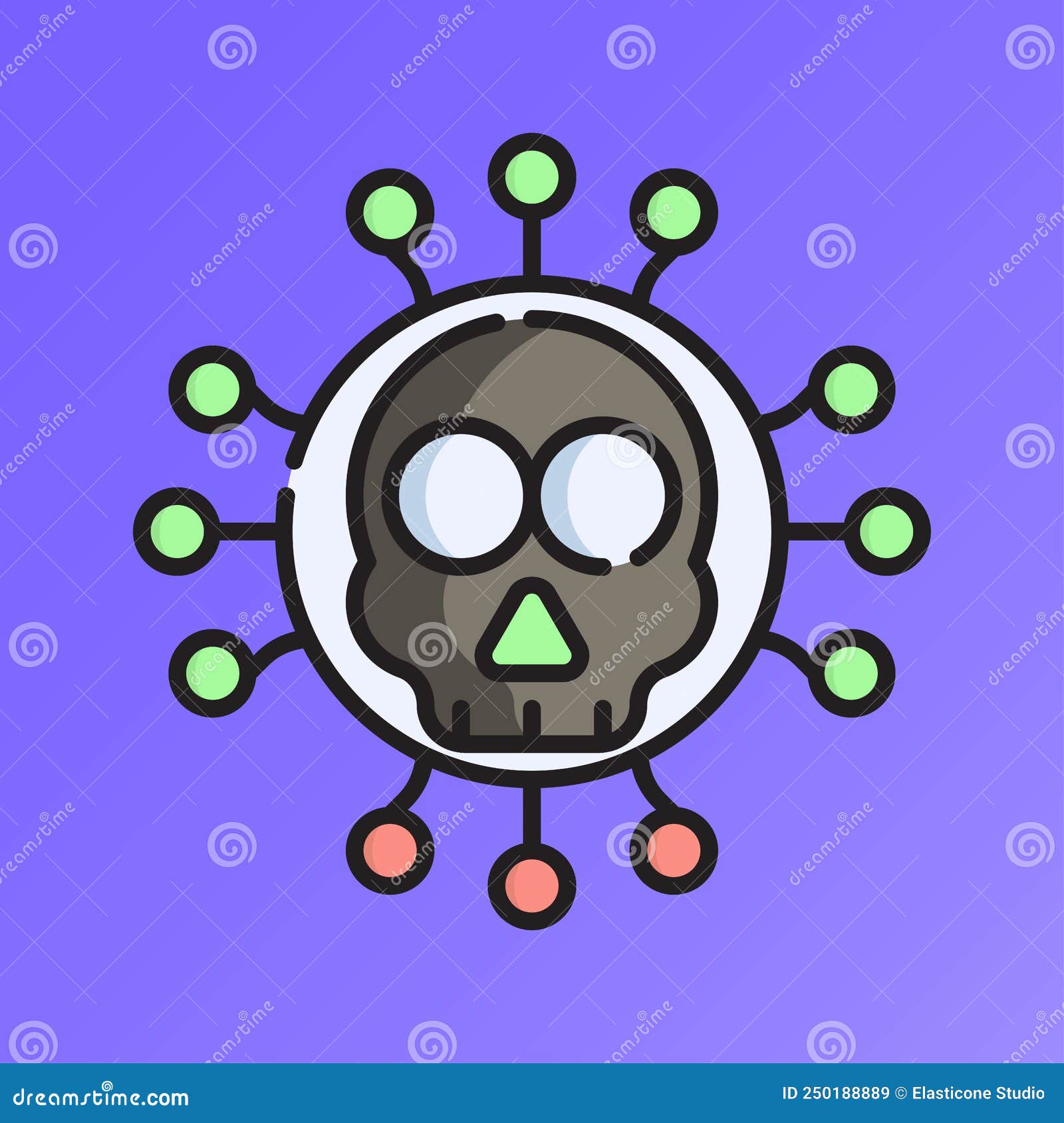 Cyber Attack Icon Vector Illustration. Flat Outline Cartoon. Cyber ...