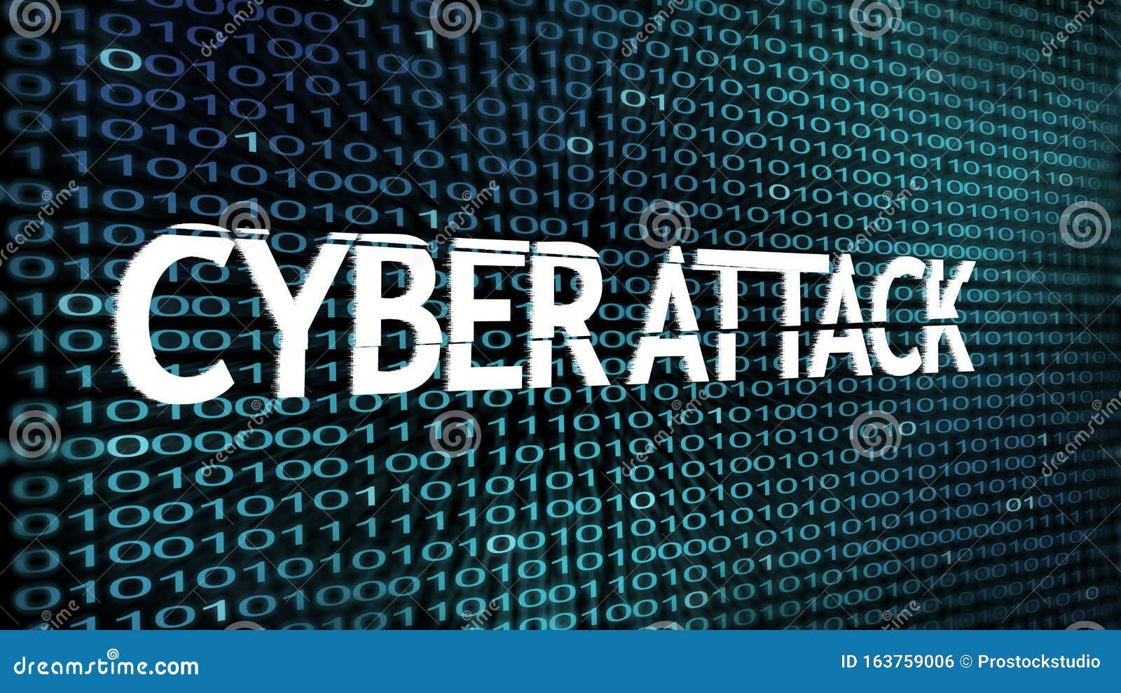 Cyber Attack Inscription Over 3d Blue Binary Code Digits Stream Stock ...